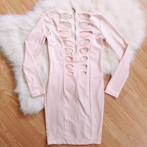 Kikiriki | Dresses | Peachy Pink Form Fitted Dress W Cut Outs | Poshmark